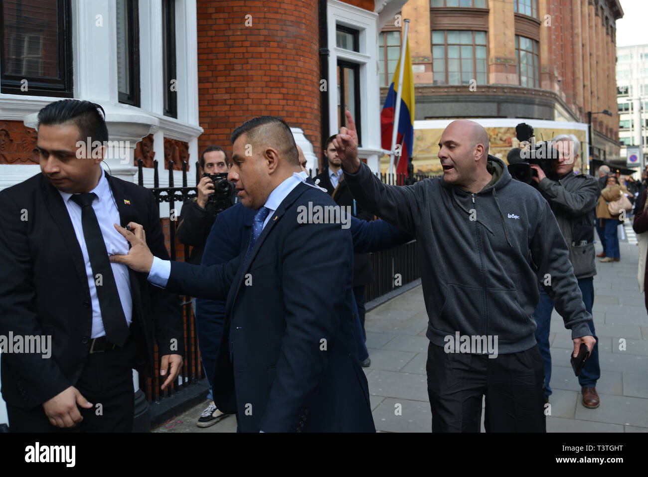 London, Knightsbridge, Embassy Of Ecuador. Patricio Mery, an activist ...