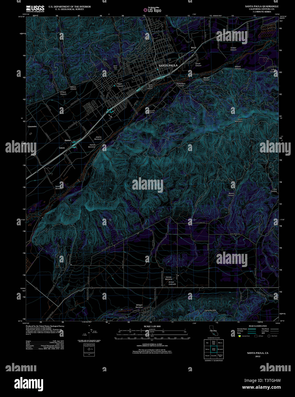 Santa paula california map hi-res stock photography and images - Alamy