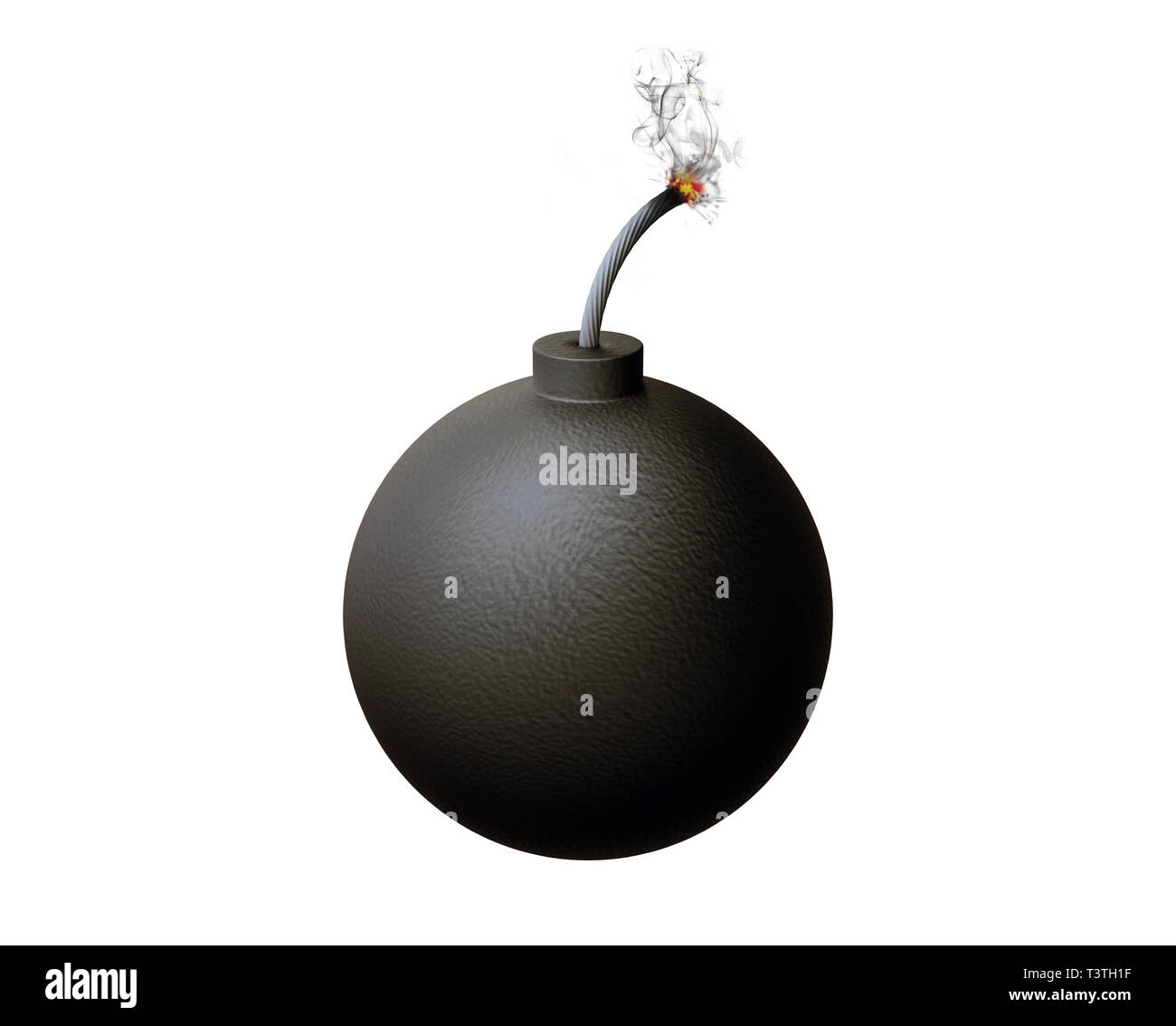 old bomb with lit fuse, white background Stock Photo - Alamy