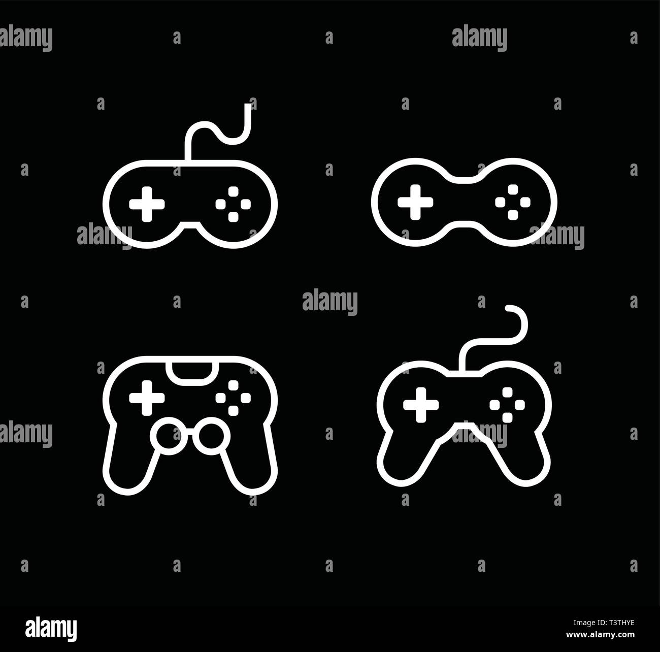 game console icons set. video gaming joystick. vector Stock Vector ...