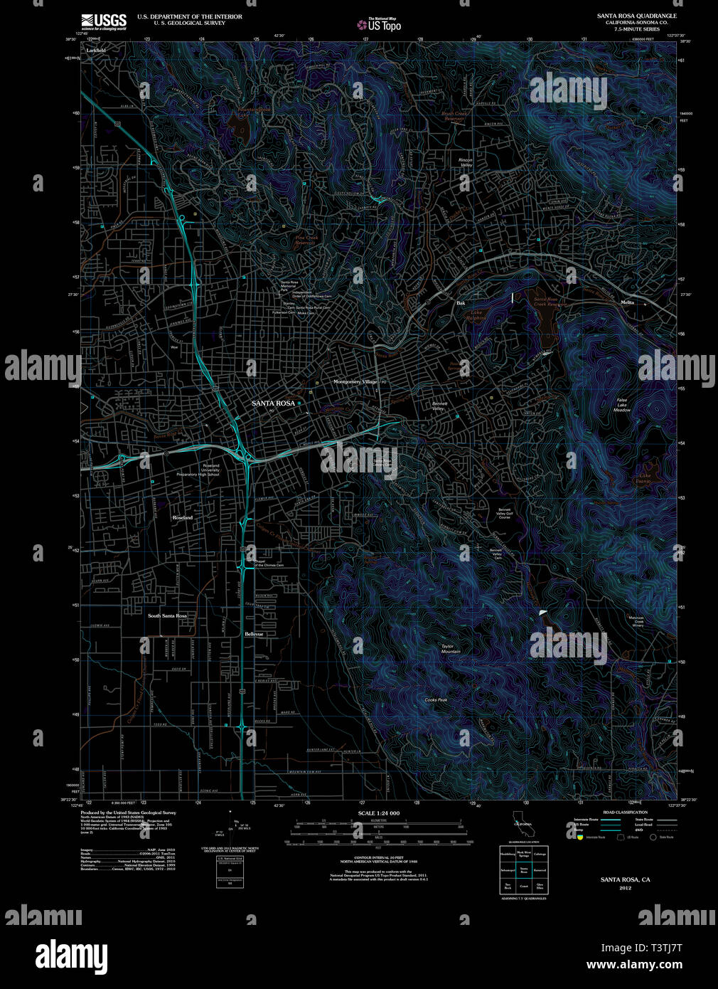 Map Of Santa Rosa High Resolution Stock Photography and Images - Alamy