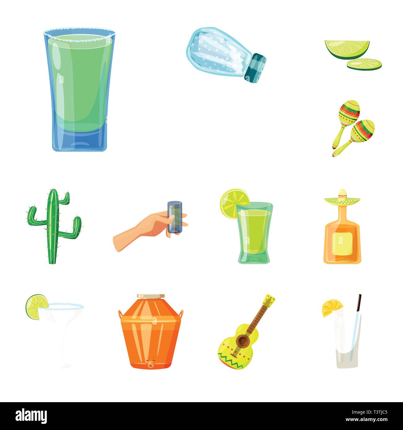 Vector illustration of Mexico and tequila symbol. Set of Mexico and ...