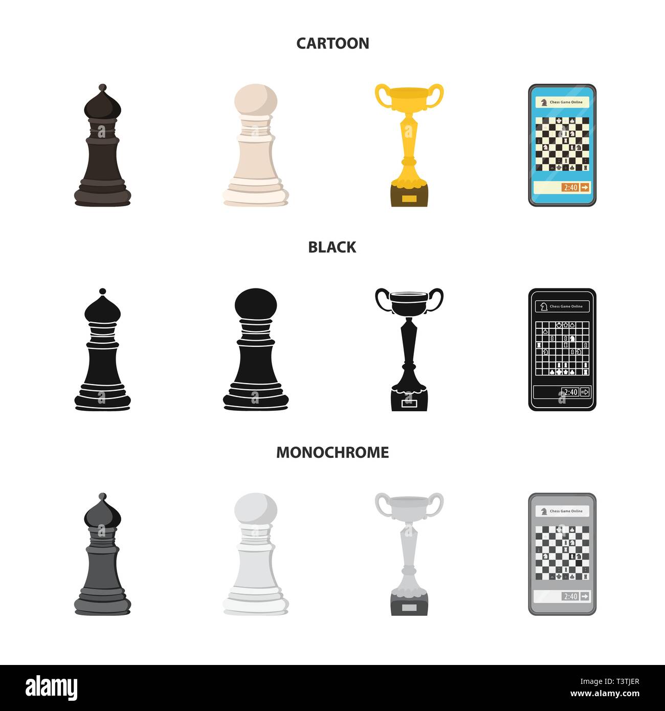 Vector design of checkmate and thin icon. Set of checkmate and target ...