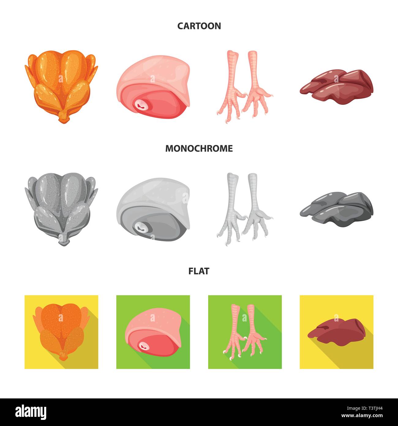 Vector design of product and poultry symbol. Collection of product and ...