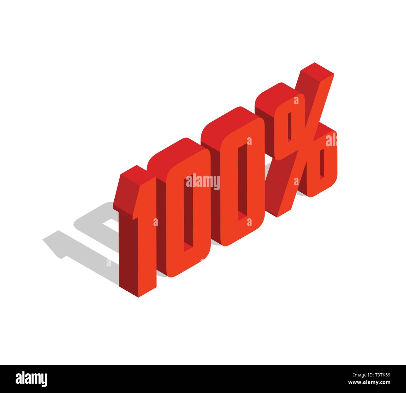 100% percent, 3D isometric object. Sign of sale, quality, original ...