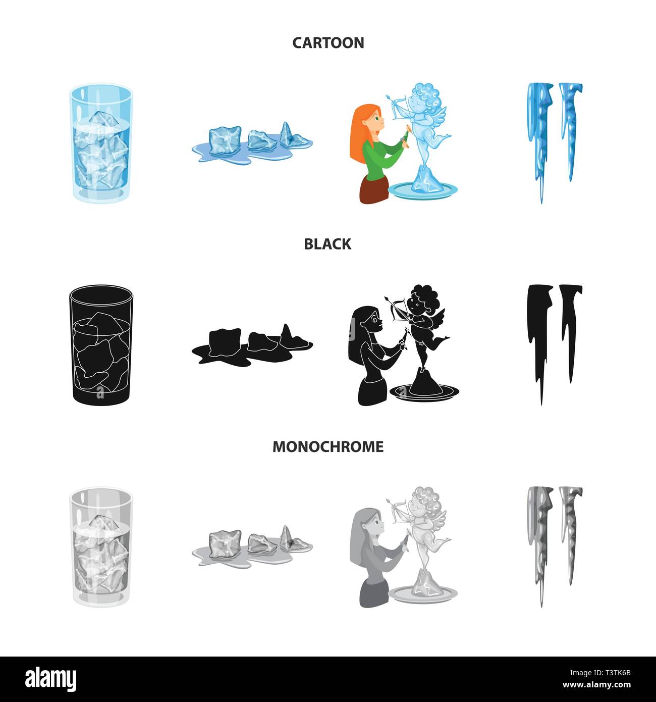 Vector design of texture and frozen symbol. Set of texture and ...