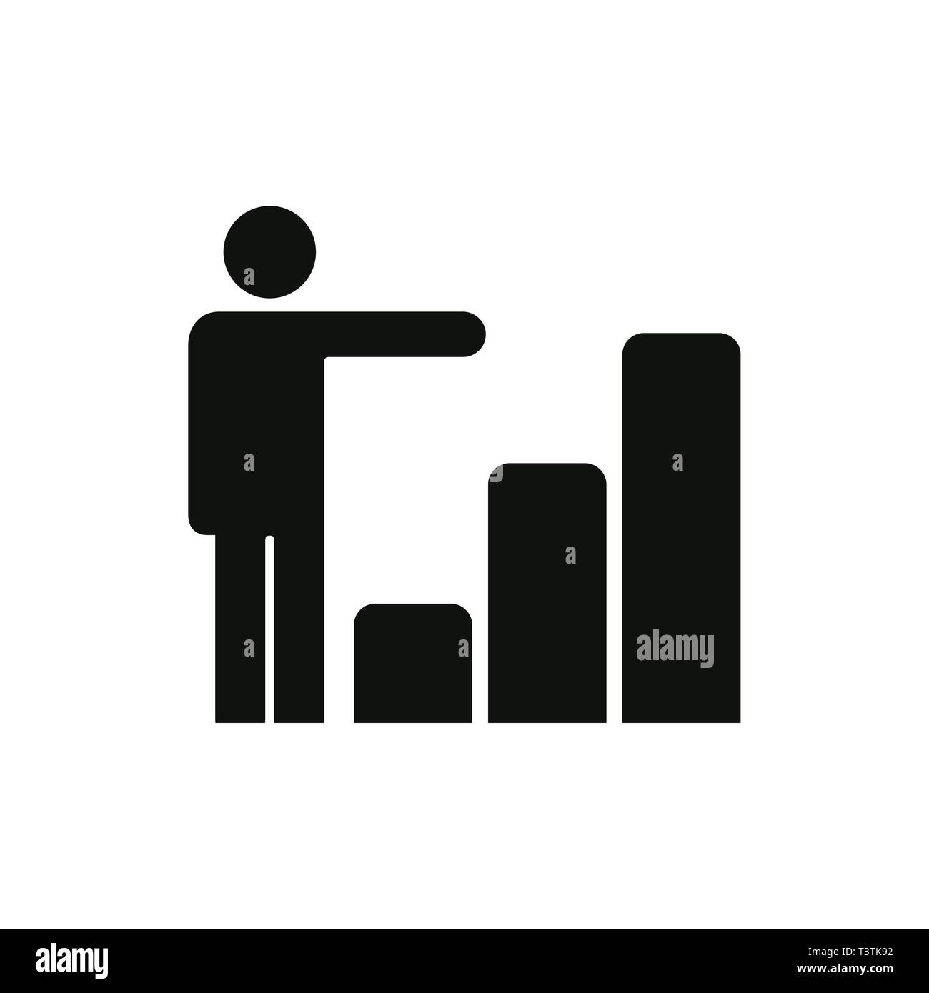 Growing business man graph icon.Vector illustration. Flat style design ...