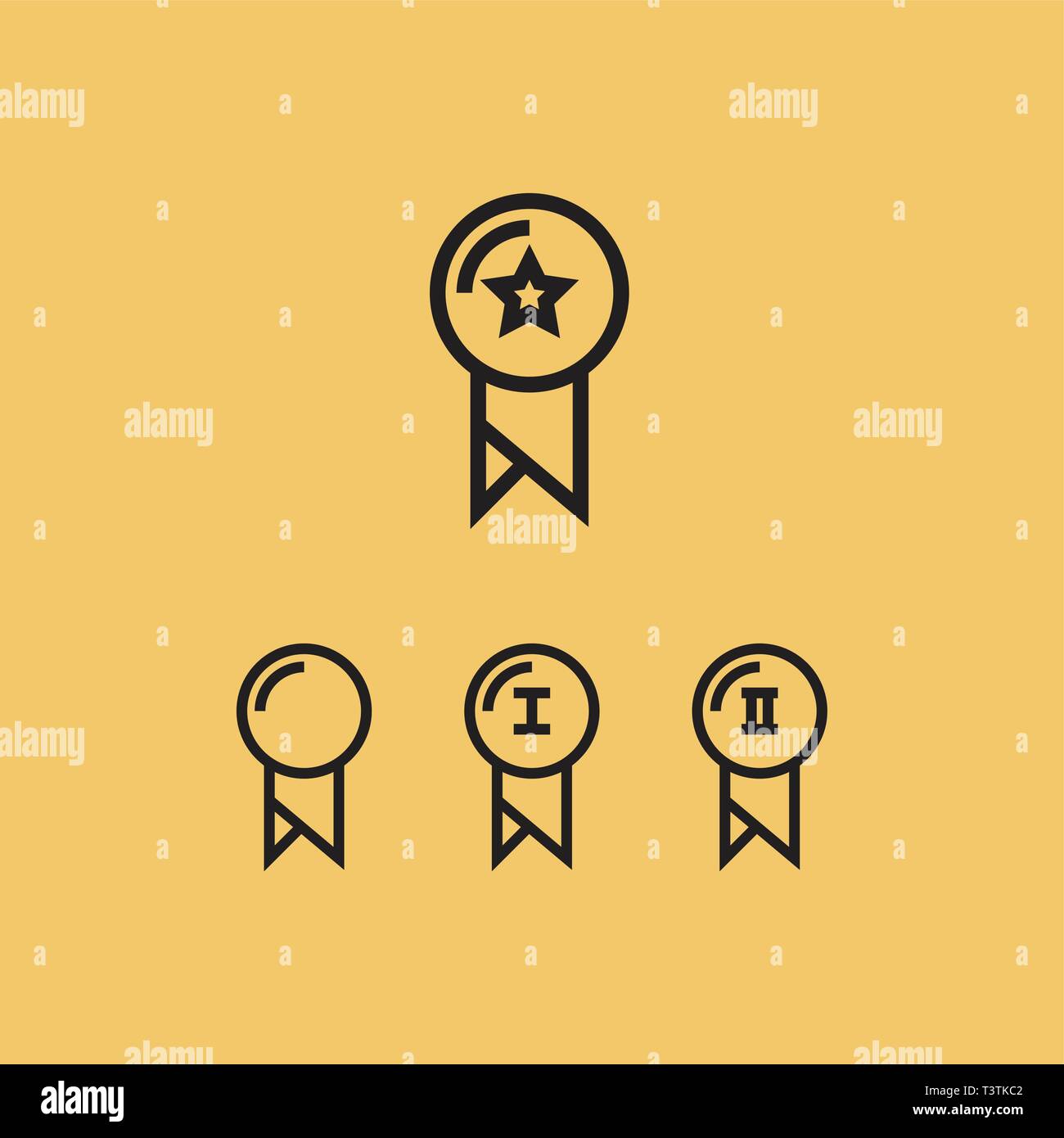 Winner badge isolated icons set. Victory, number one symbol for your ...