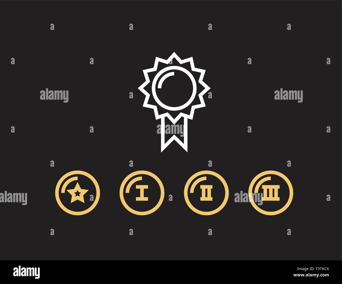 Winner badge isolated icons set. Victory, number one symbol for your ...
