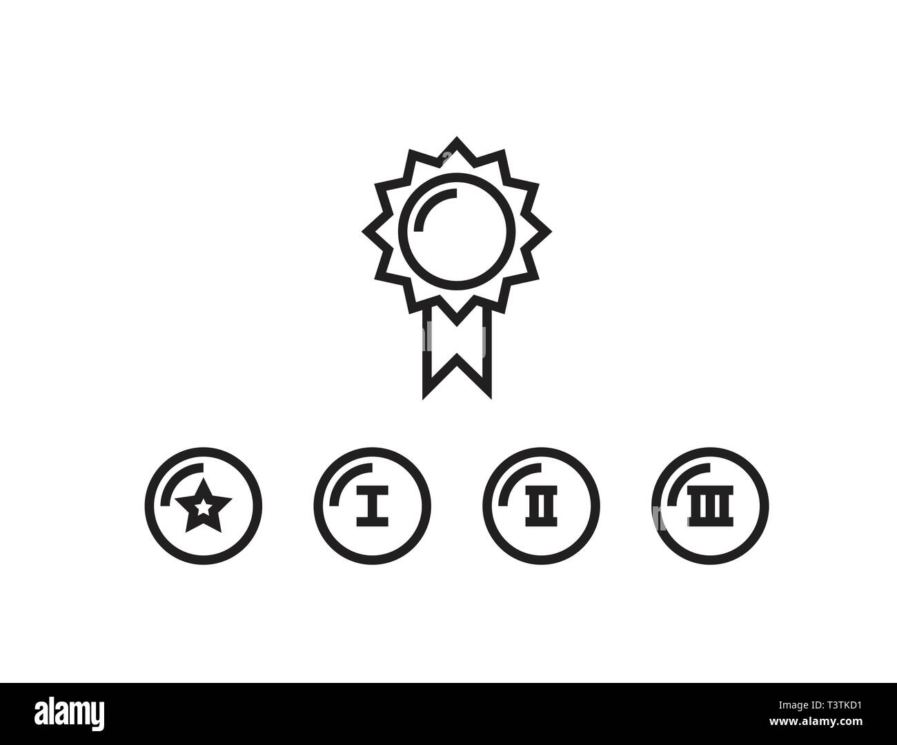 Winner badge isolated icons set. Victory, number one symbol for your ...