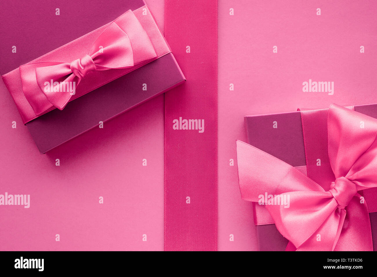 Baby shower girl, celebration, present concept - Pink gift boxes ...