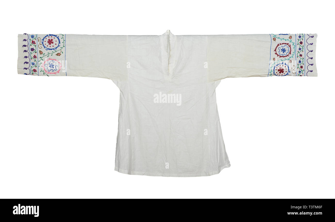 national Eastern outerwear on white background. Asian, Uzbek chapan ...