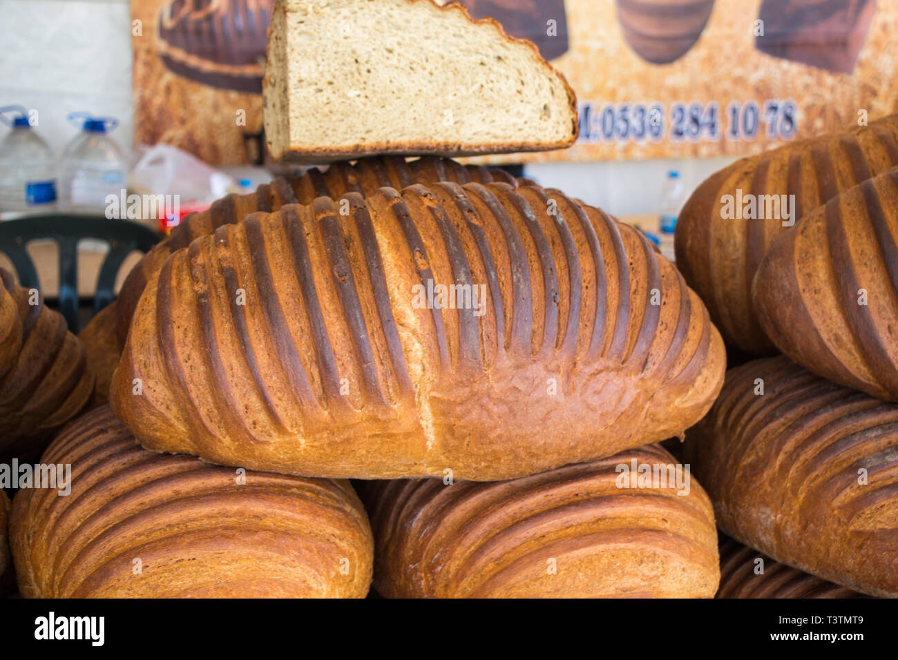 Traditional Turkish style made bread loaf Stock Photo - Alamy