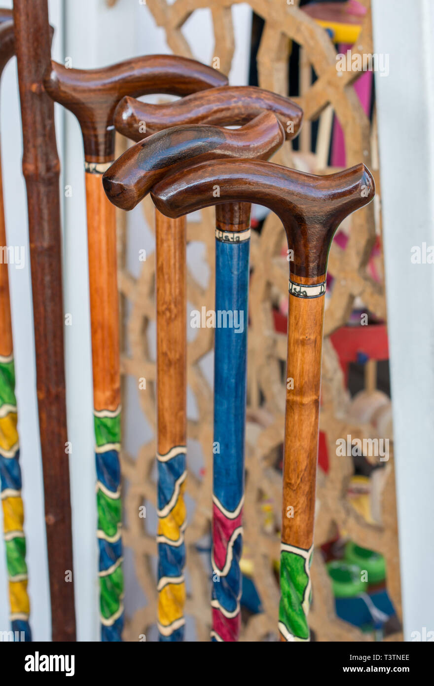 Hand carved walking sticks hi-res stock photography and images - Alamy