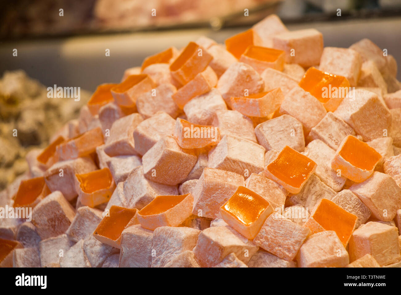 Different kinds of Turkish delight sweets at the Spice Market Stock ...