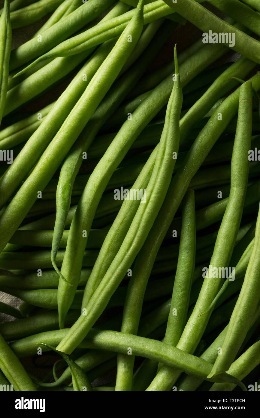 Raw Green Organic French String Beans Ready to Cook Stock Photo - Alamy