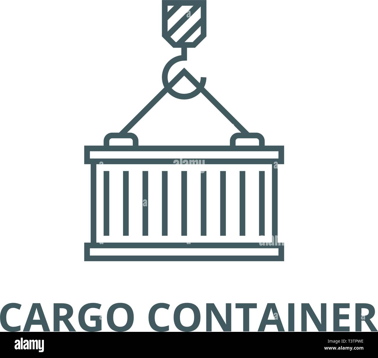 cargo crane with container line icon, vector. cargo crane with ...