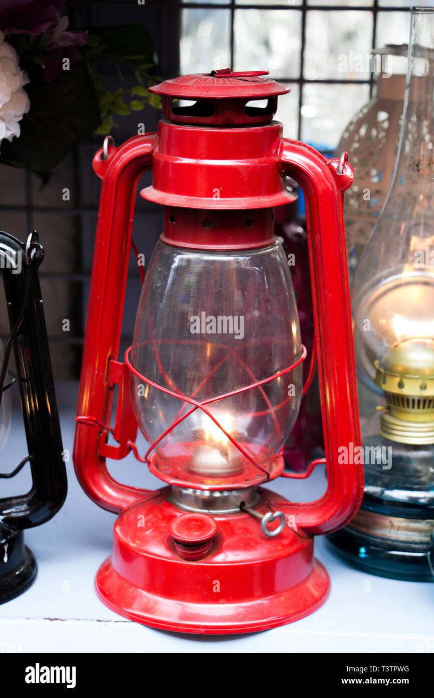 Old retro style lantern made of metal Stock Photo - Alamy