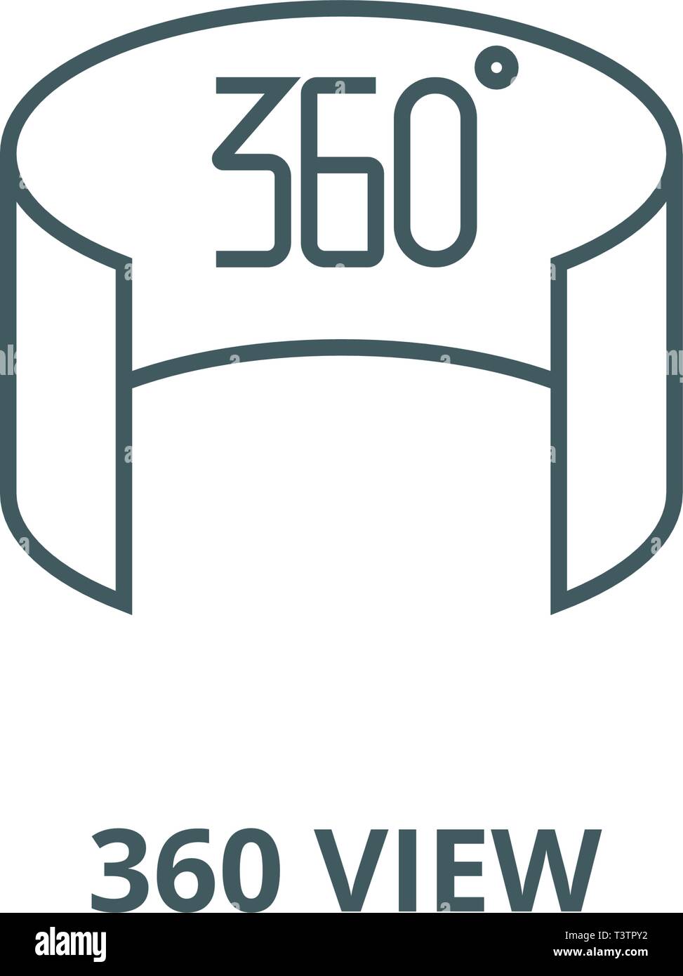 360 view line icon, vector. 360 view outline sign, concept symbol, flat ...