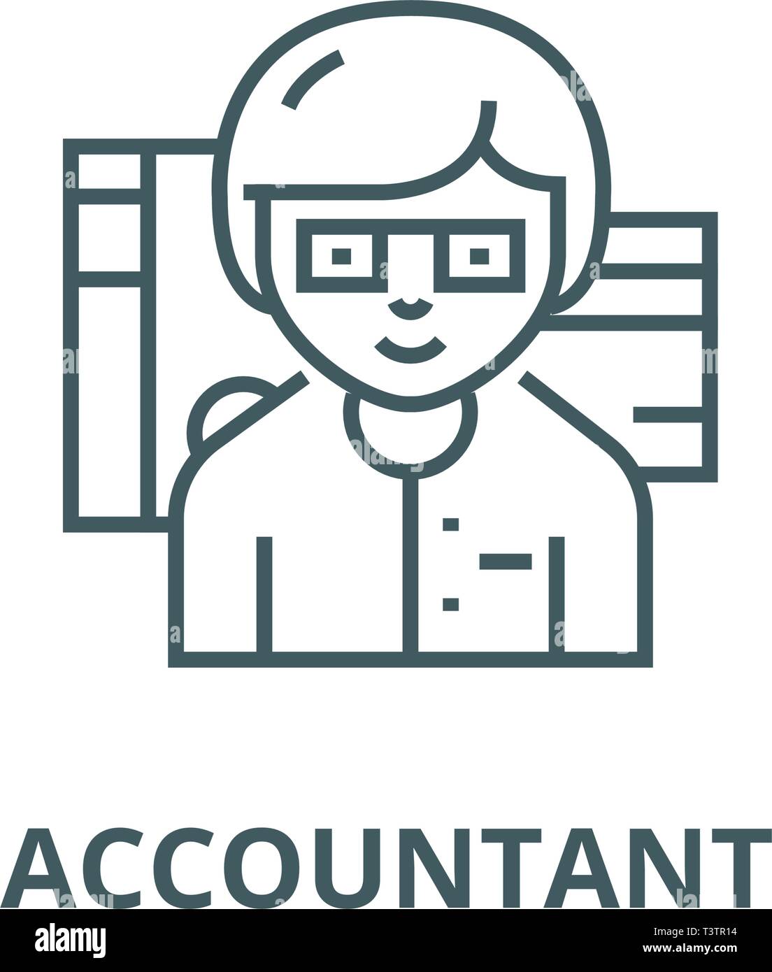 Accountant line icon, vector. Accountant outline sign, concept symbol ...