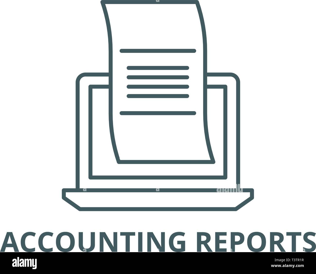 Accounting reports line icon, vector. Accounting reports outline sign, concept symbol, flat ...