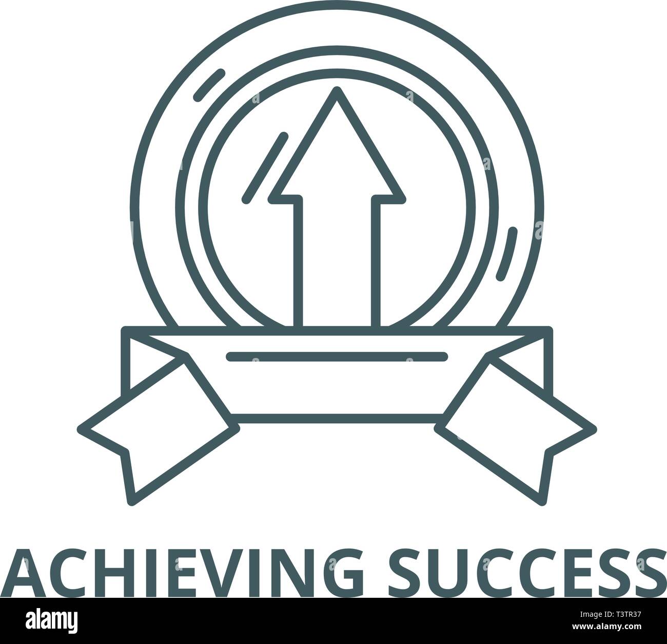 Achieving success line icon, vector. Achieving success outline sign ...