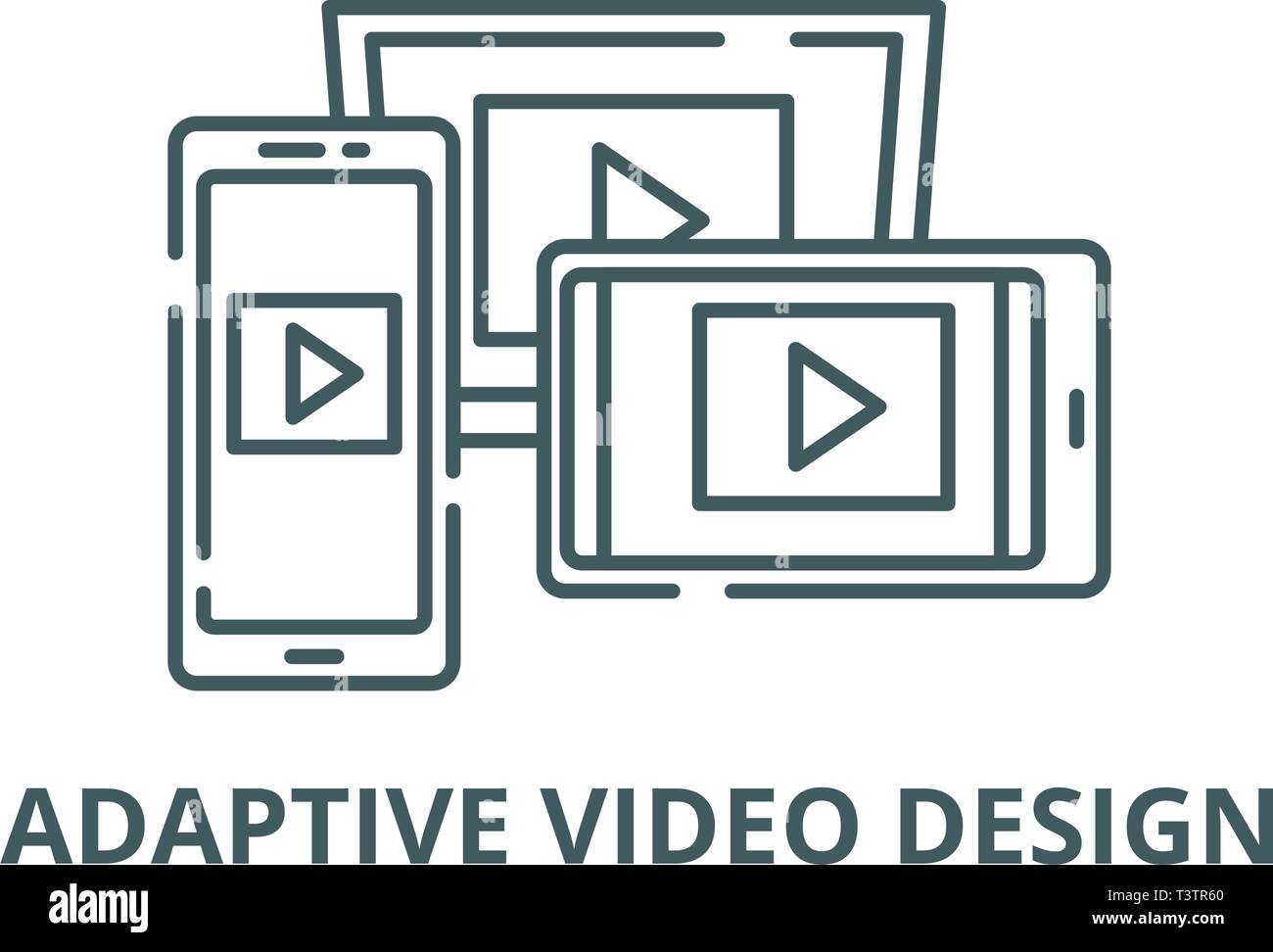 Adaptive video design line icon, vector. Adaptive video design outline sign, concept symbol ...