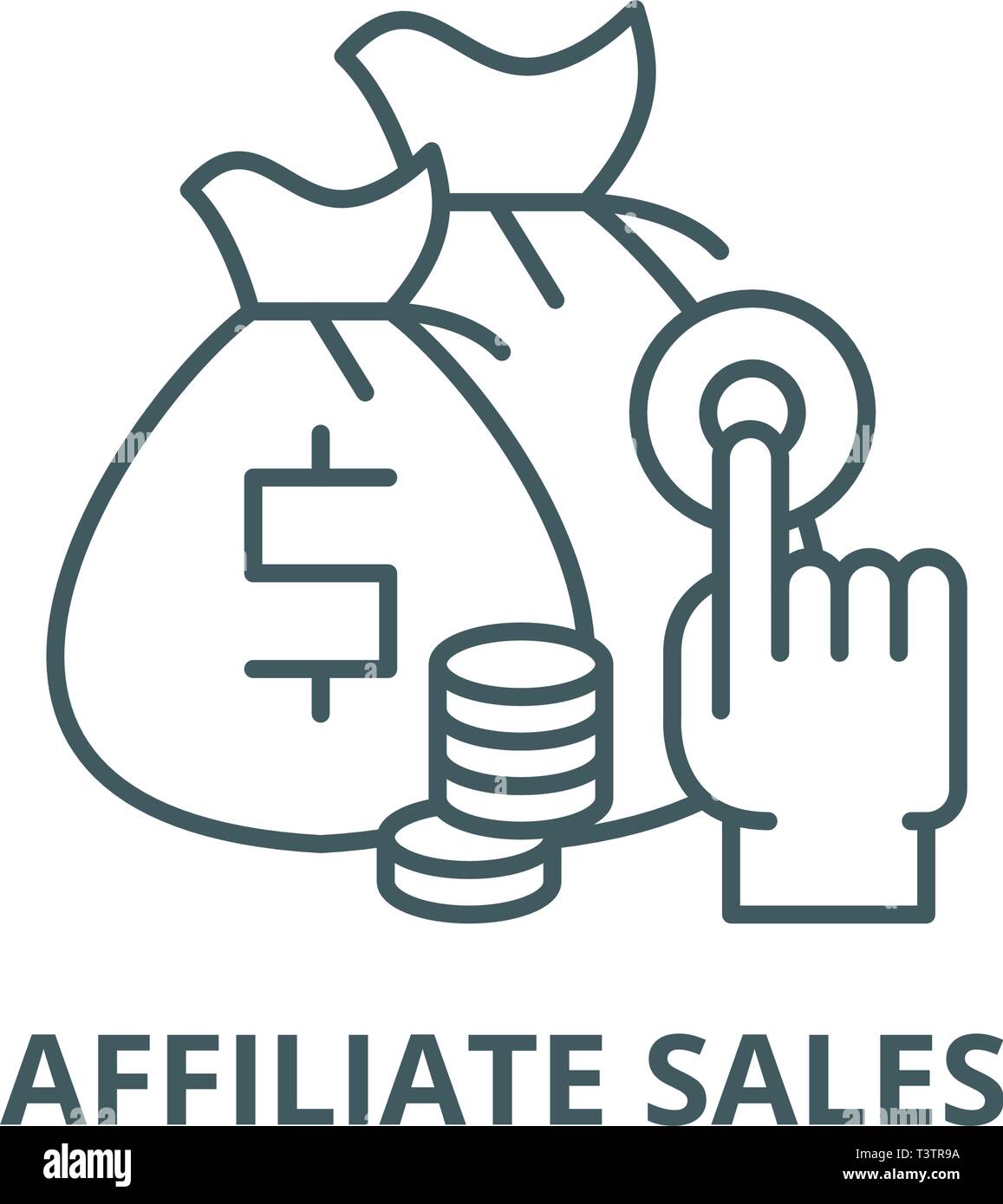 Affiliate sales line icon, vector. Affiliate sales outline sign ...