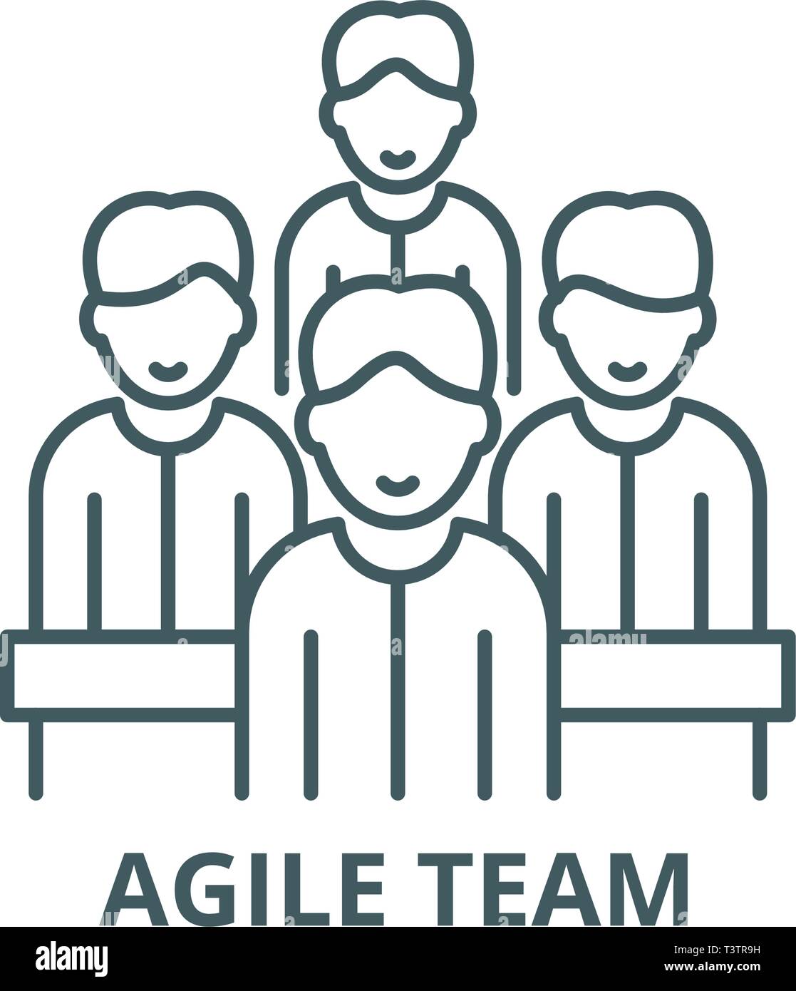 Agile team line icon, vector. Agile team outline sign, concept symbol ...
