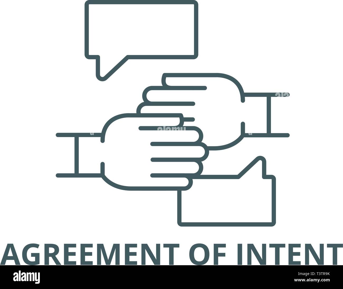 Agreement of intent line icon, vector. Agreement of intent outline sign ...