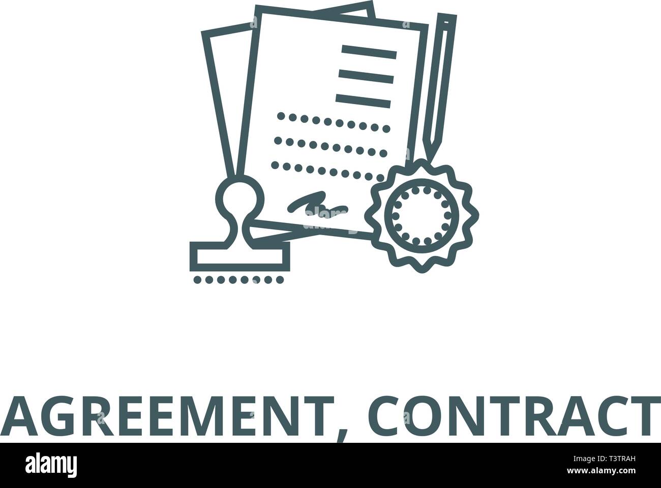 Agreement, contract line icon, vector. Agreement, contract outline sign ...