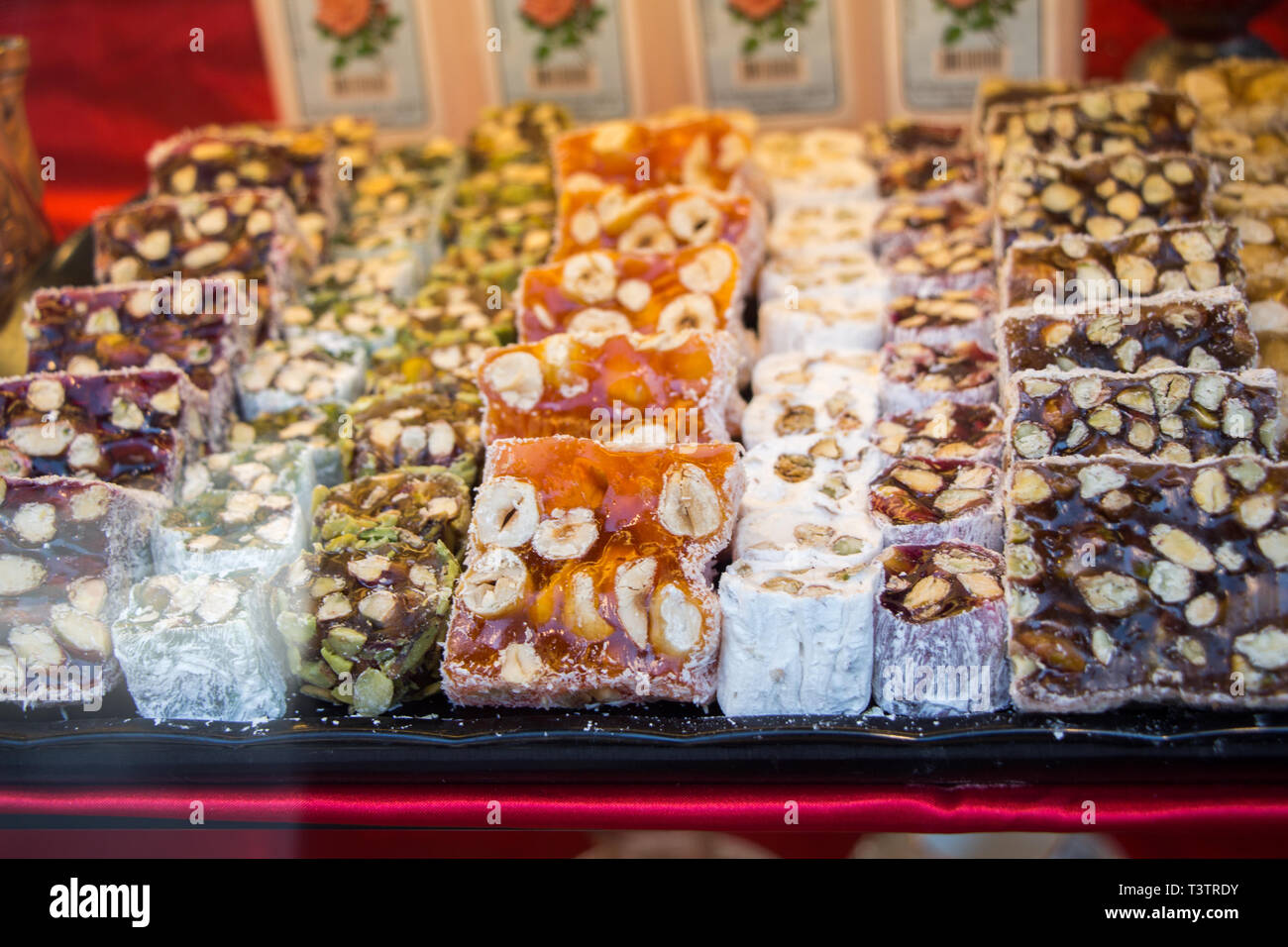 Load of traditional turkish delight rahat lokum Stock Photo - Alamy