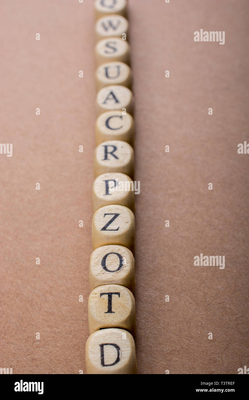 Letter cubes of Alphabet made of wood Stock Photo - Alamy