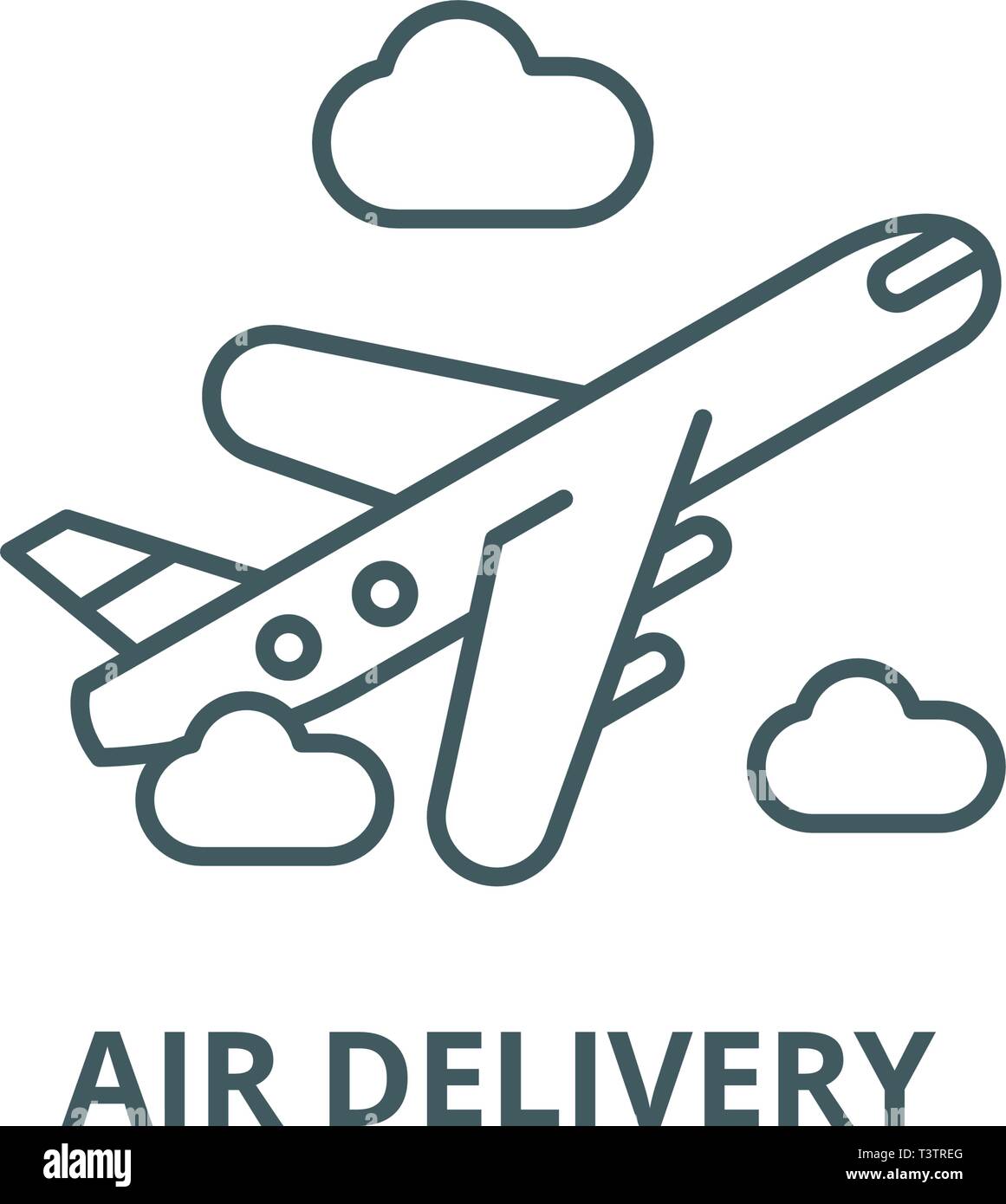 Air delivery line icon, vector. Air delivery outline sign, concept ...