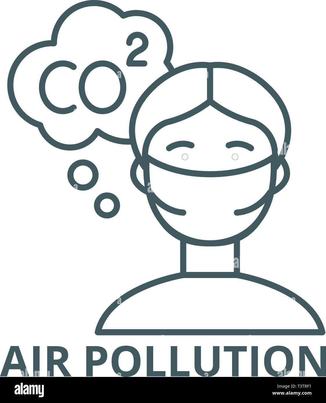 Air pollution line icon, vector. Air pollution outline sign, concept ...