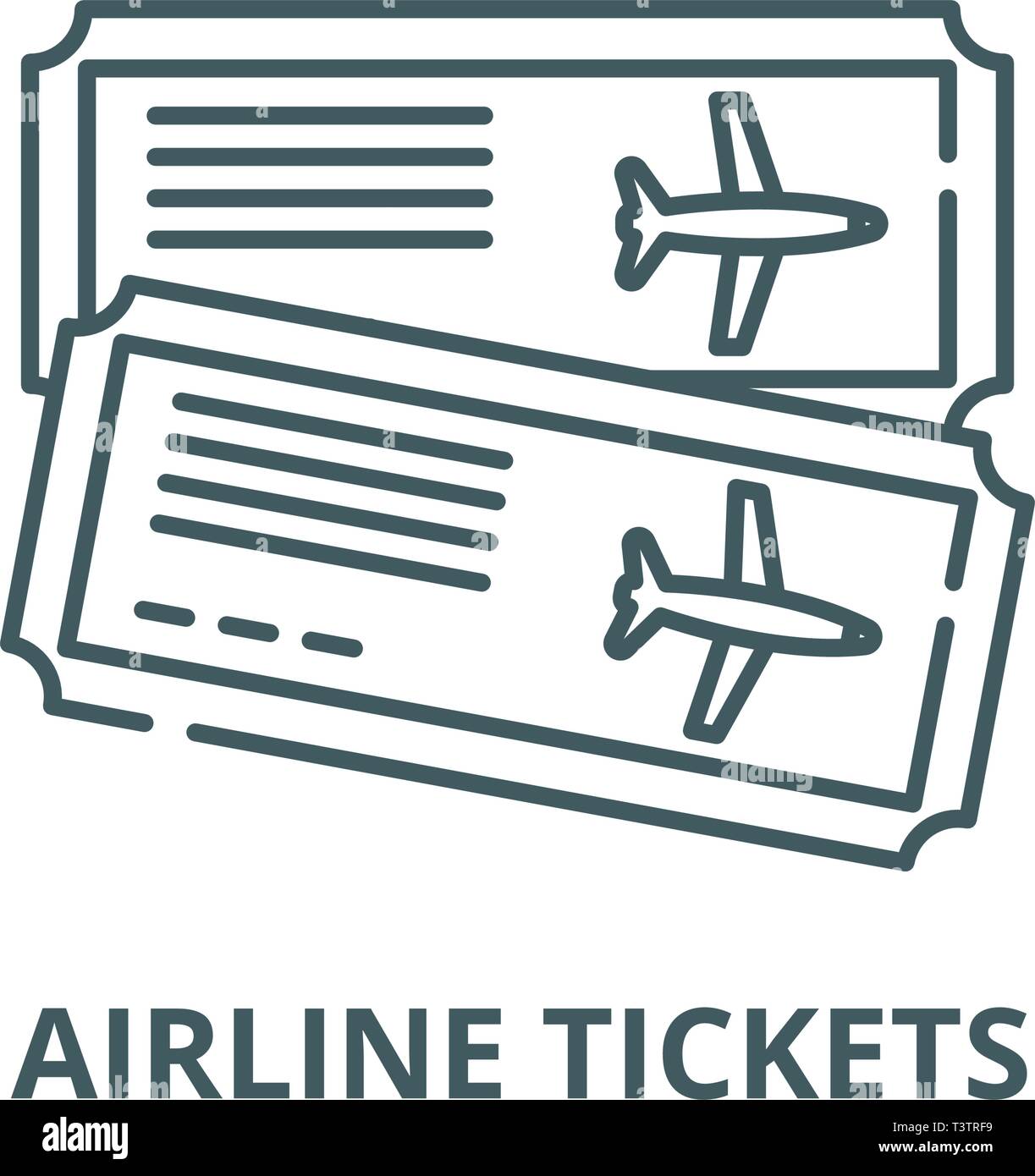 Airline tickets line icon, vector. Airline tickets outline sign ...