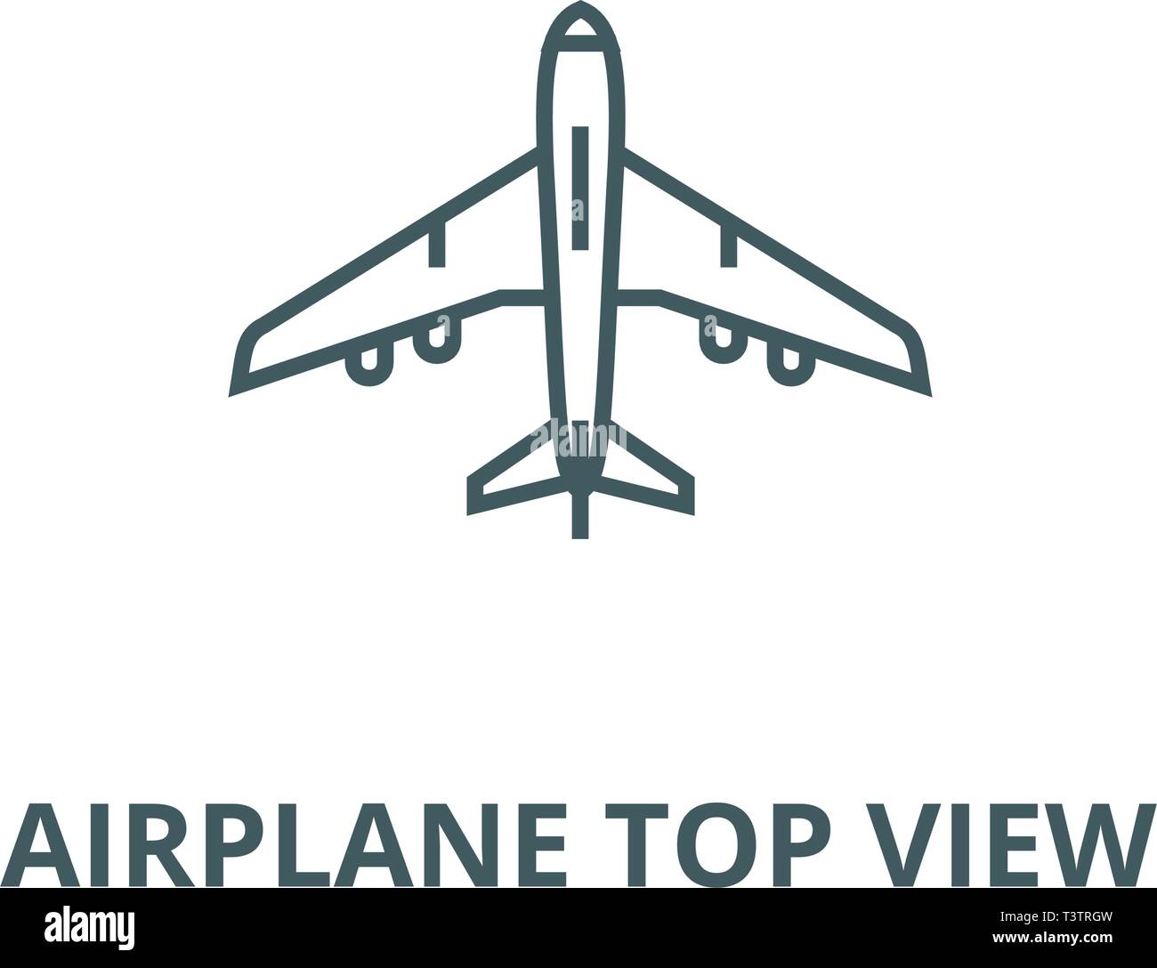 Airplane top view line icon, vector. Airplane top view outline sign ...