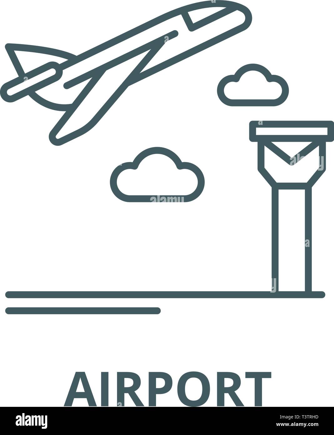 Airport Line Icon Vector Airport Outline Sign Concept Symbol Flat Illustration Stock Vector