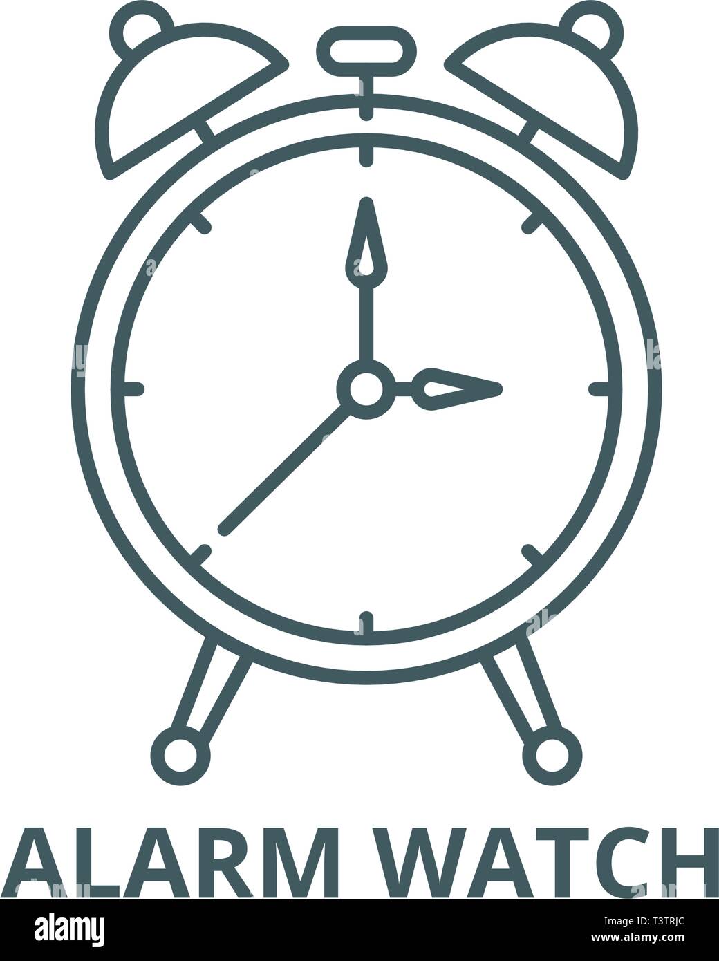 Alarm watch line icon, vector. Alarm watch outline sign, concept symbol ...