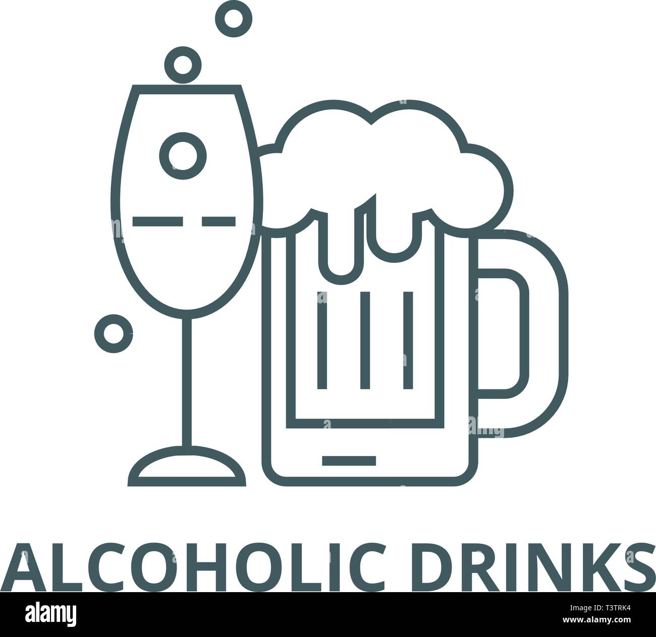 Alcoholic drinks line icon, vector. Alcoholic drinks outline sign ...