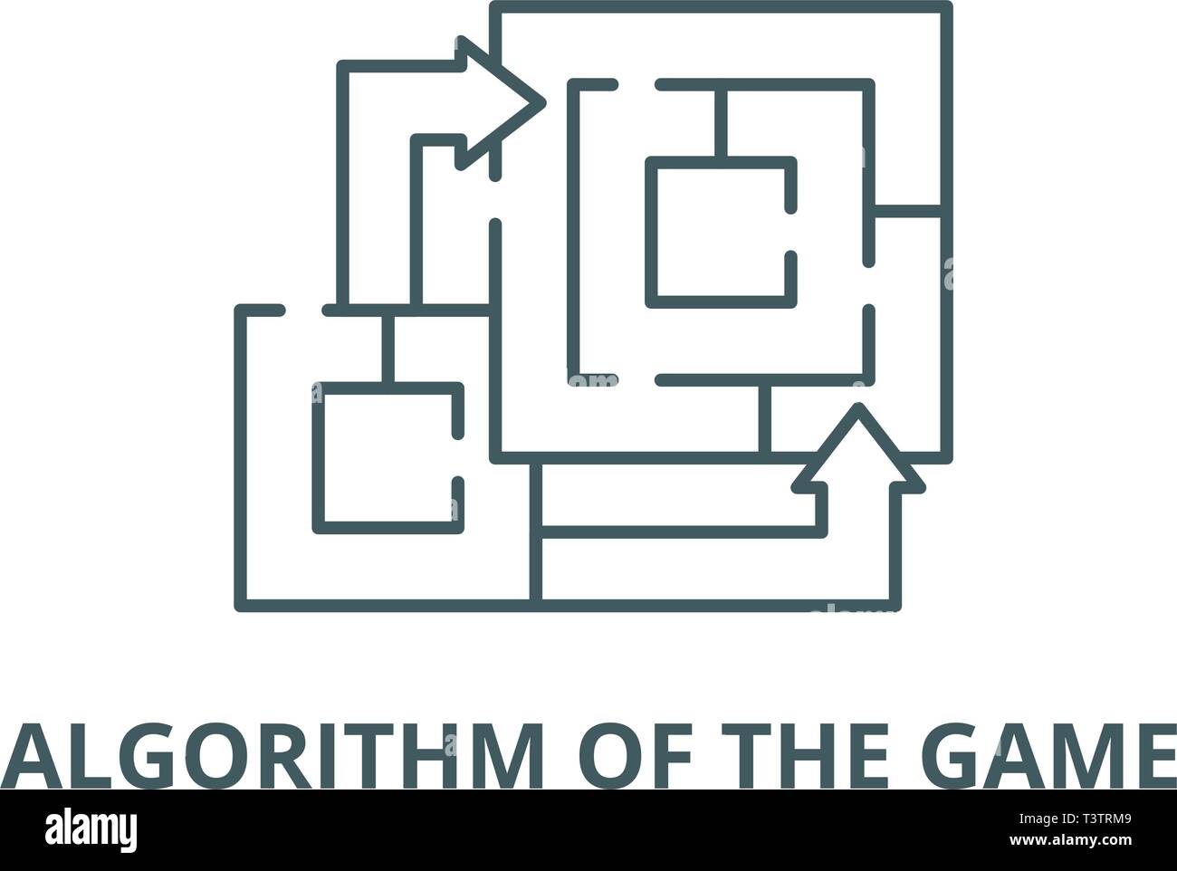 Algorithm of the game line icon, vector. Algorithm of the game outline ...