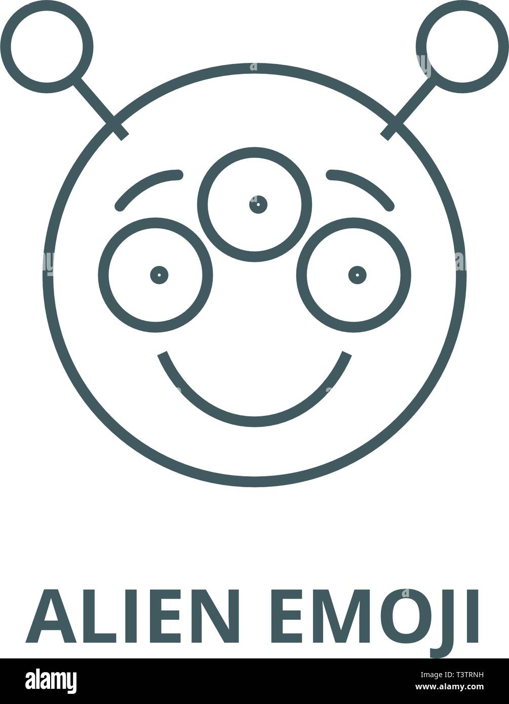 Alien emoji line icon, vector. Alien emoji outline sign, concept symbol ...
