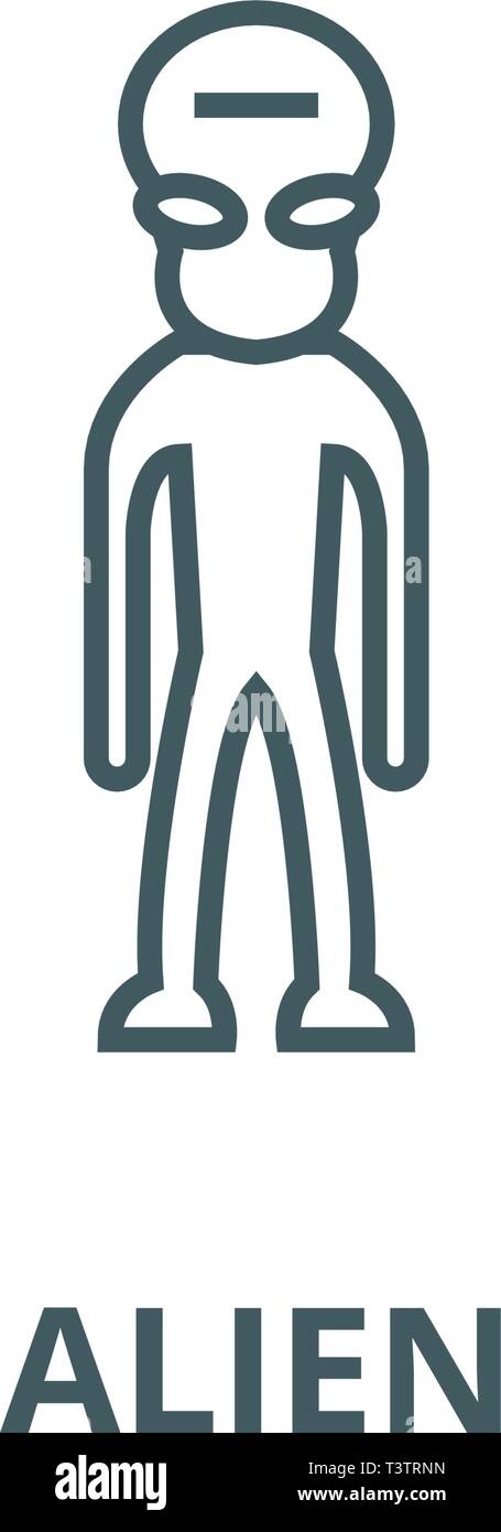 Alien line icon, vector. Alien outline sign, concept symbol, flat ...