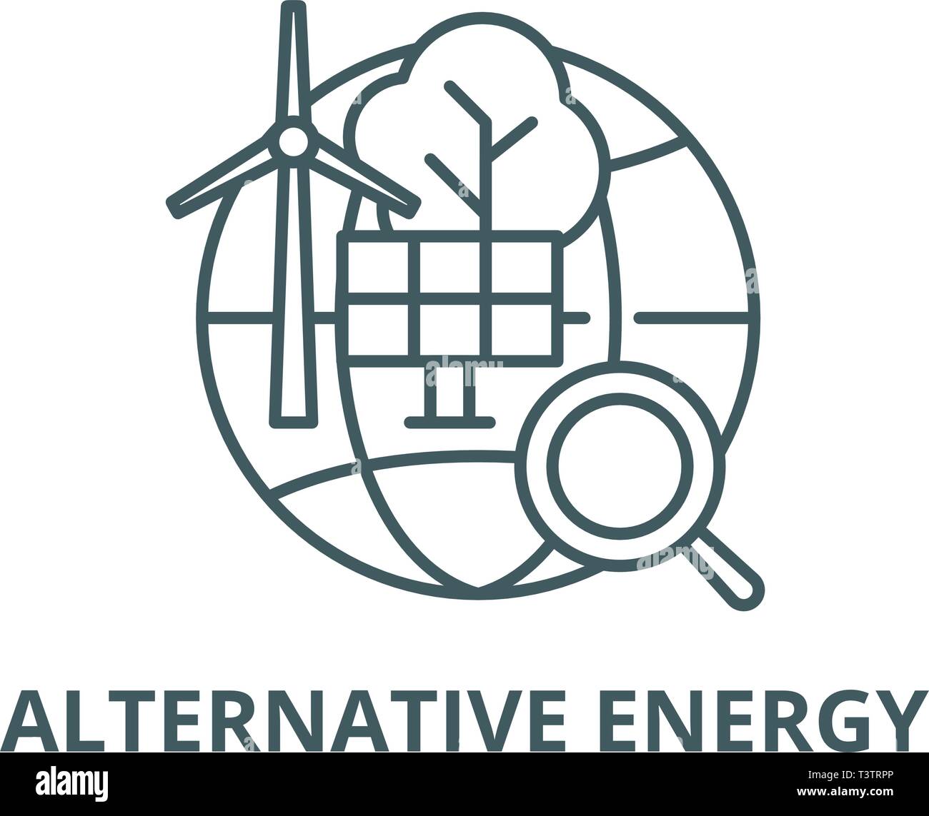 Alternative energy line icon, vector. Alternative energy outline sign ...