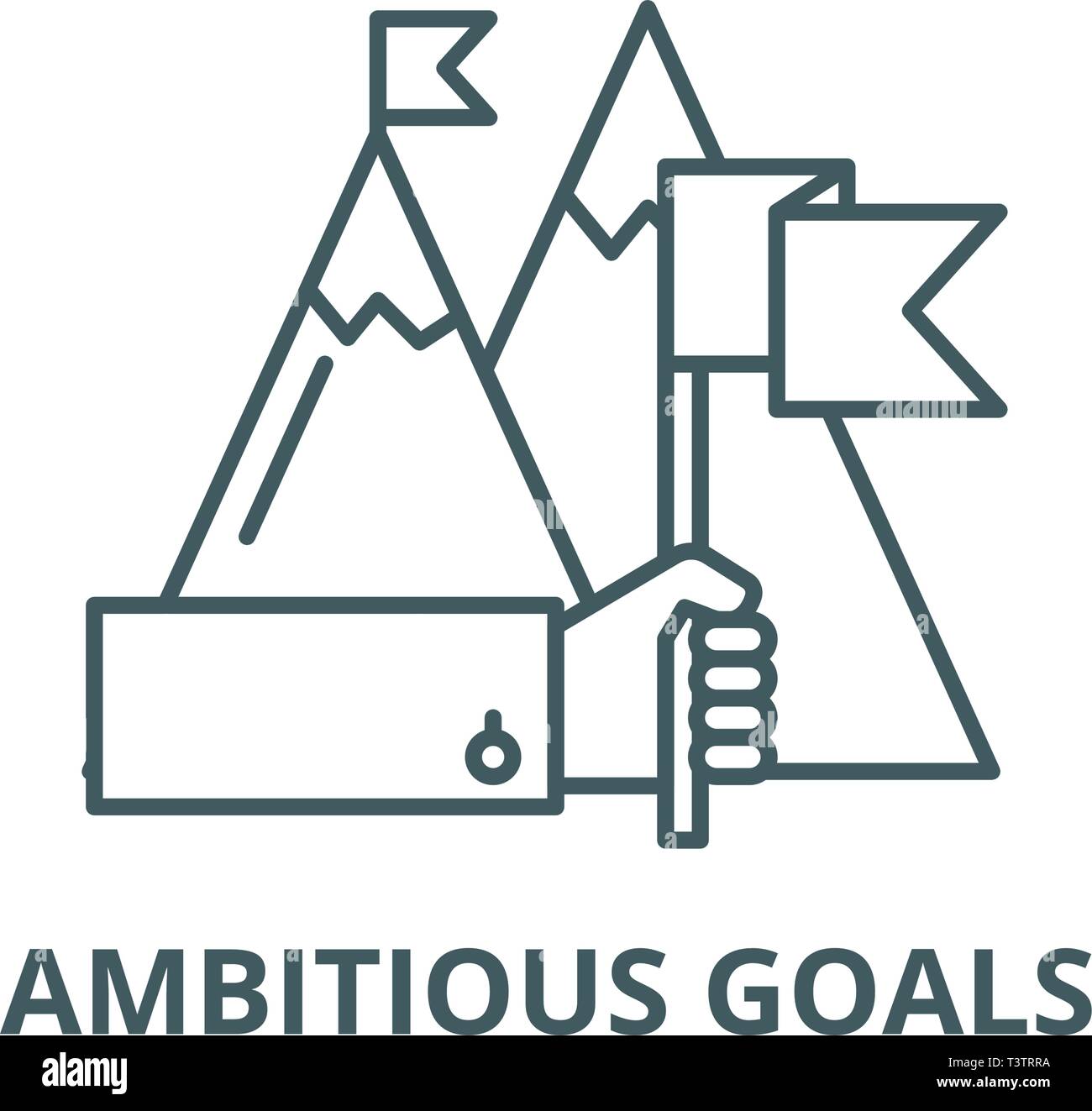 Ambitious goals line icon, vector. Ambitious goals outline sign ...