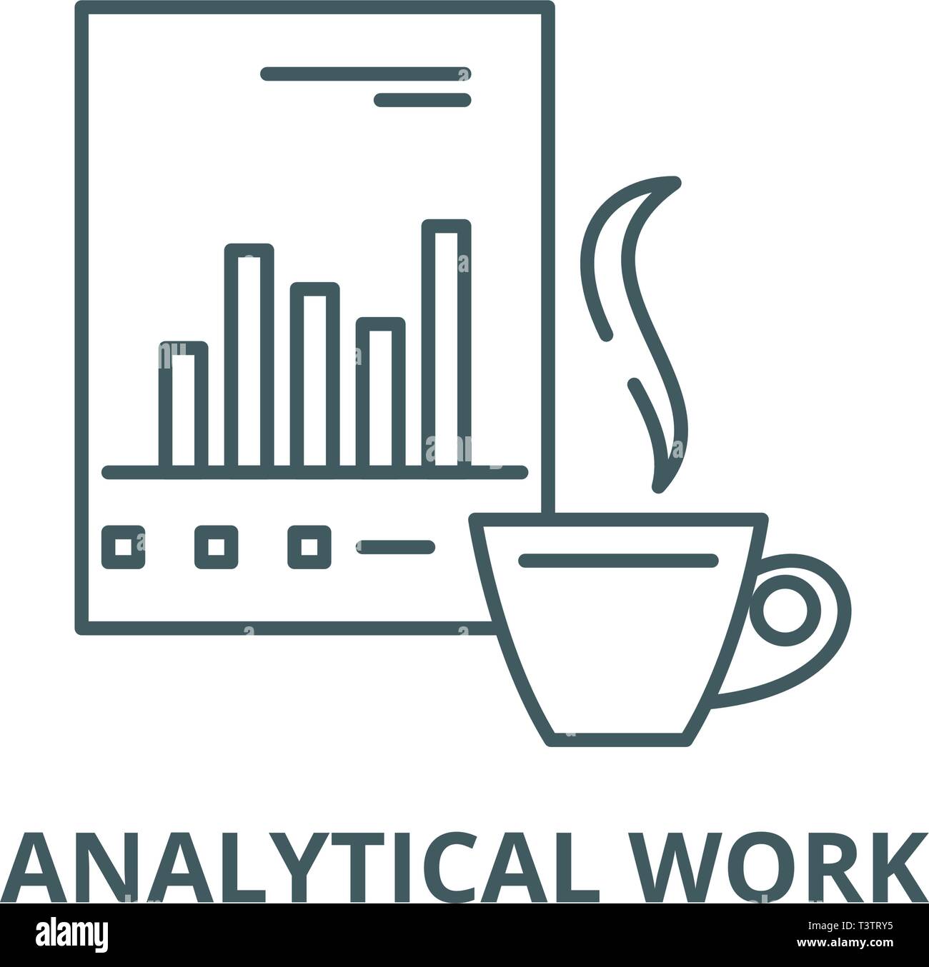 Analytical work line icon, vector. Analytical work outline sign ...