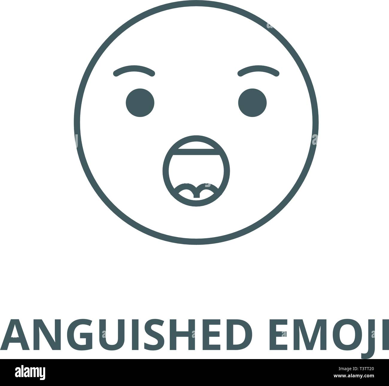 Anguished emoji line icon, vector. Anguished emoji outline sign ... Anguished emoji line icon, vector. Anguished emoji outline sign ...