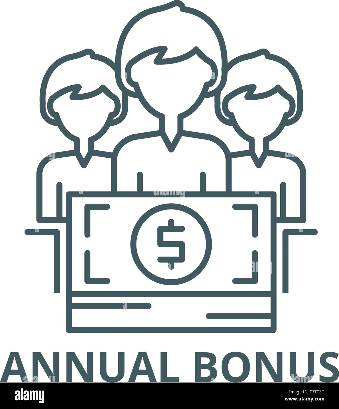Annual bonus line icon, vector. Annual bonus outline sign, concept symbol, flat illustration ...