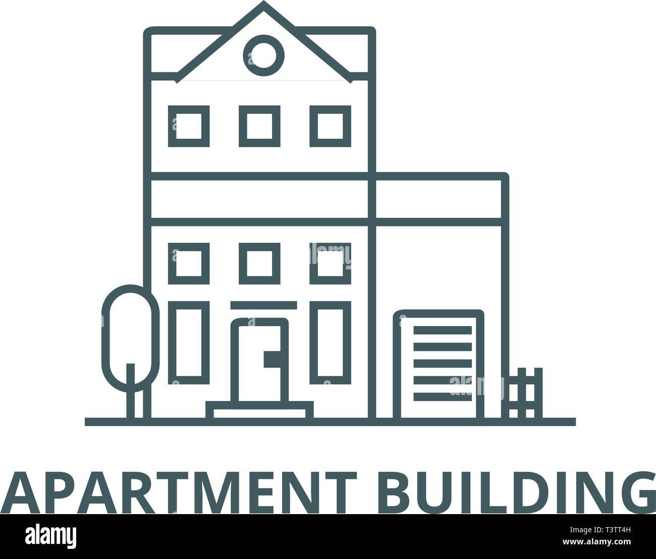 Apartment building line icon, vector. Apartment building outline sign ...