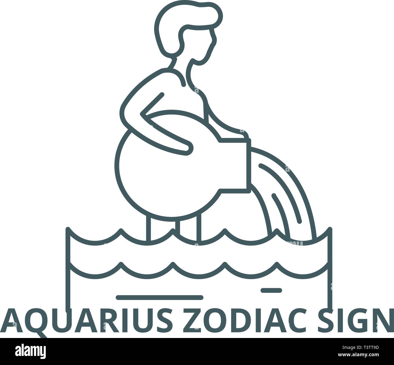 Aquarius zodiac sign line icon, vector. Aquarius zodiac sign outline ...